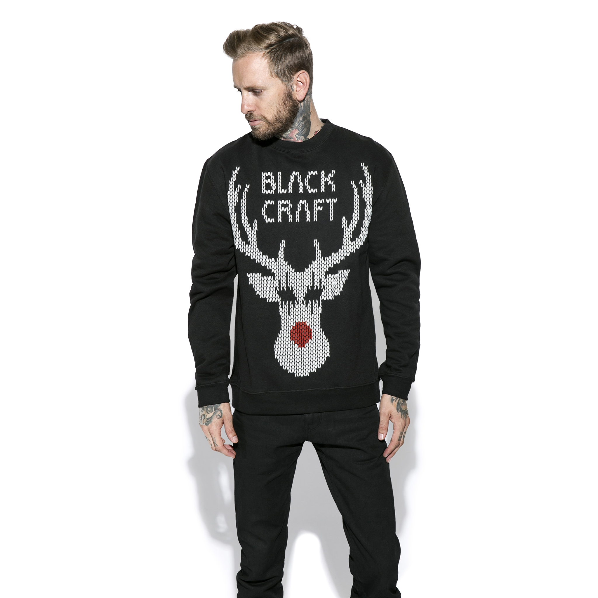 BLACKCRAFT Store - Black Metal Rudolph Holiday Sweatshirt – Blackcraft
