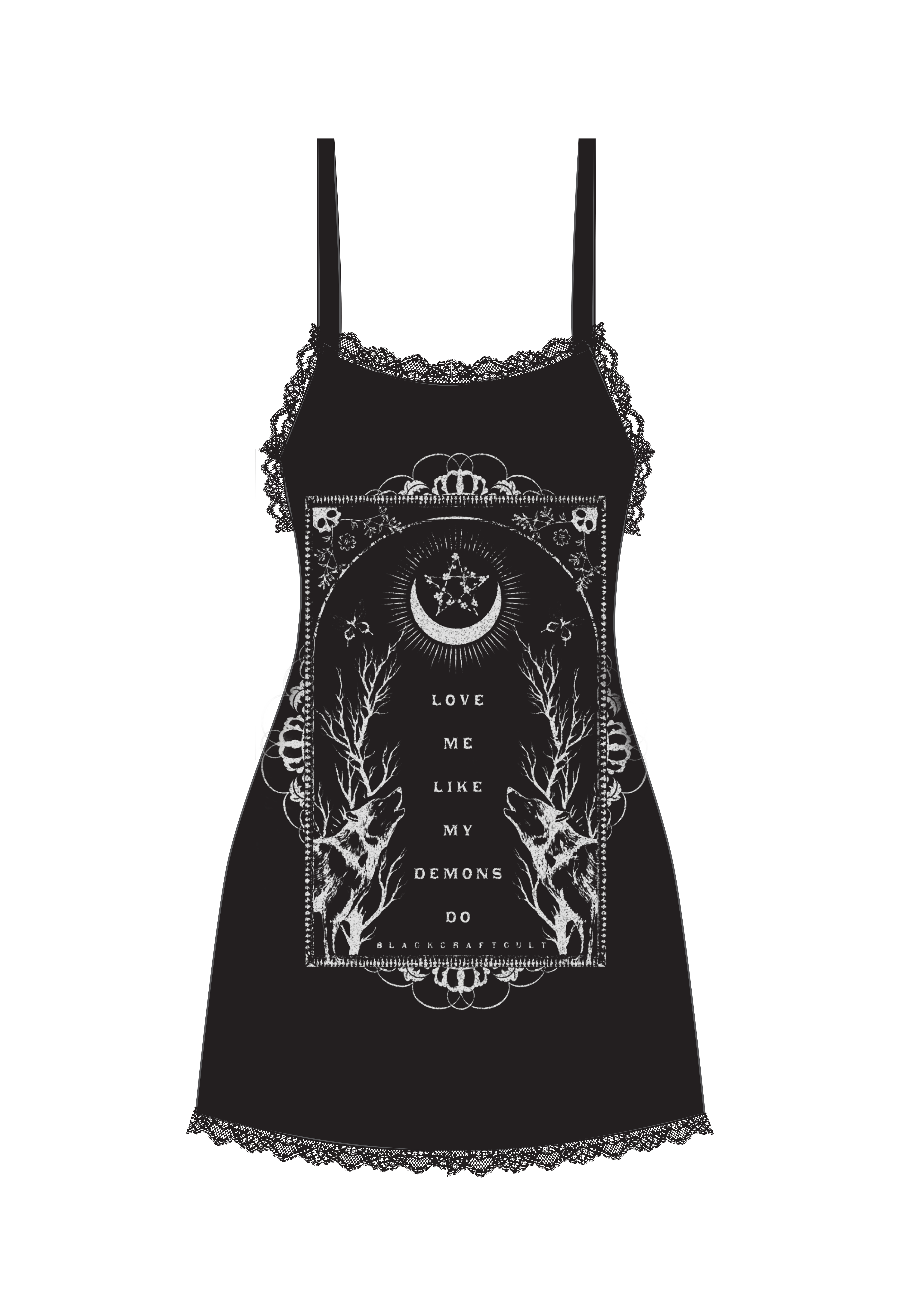 Blackcraft Store Love Me Like My Demons Do Lace Trimmed Mini Dress